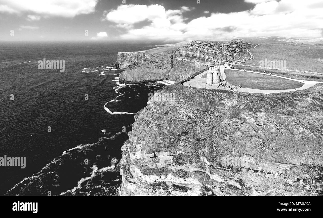 Cliffs of moher panorama Black and White Stock Photos & Images - Alamy