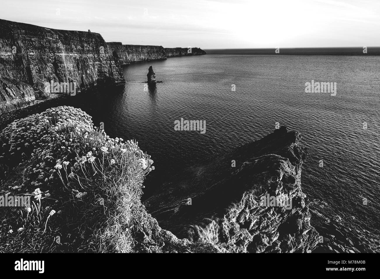 epic black and white photograph of the world famous cliffs of moher in ...