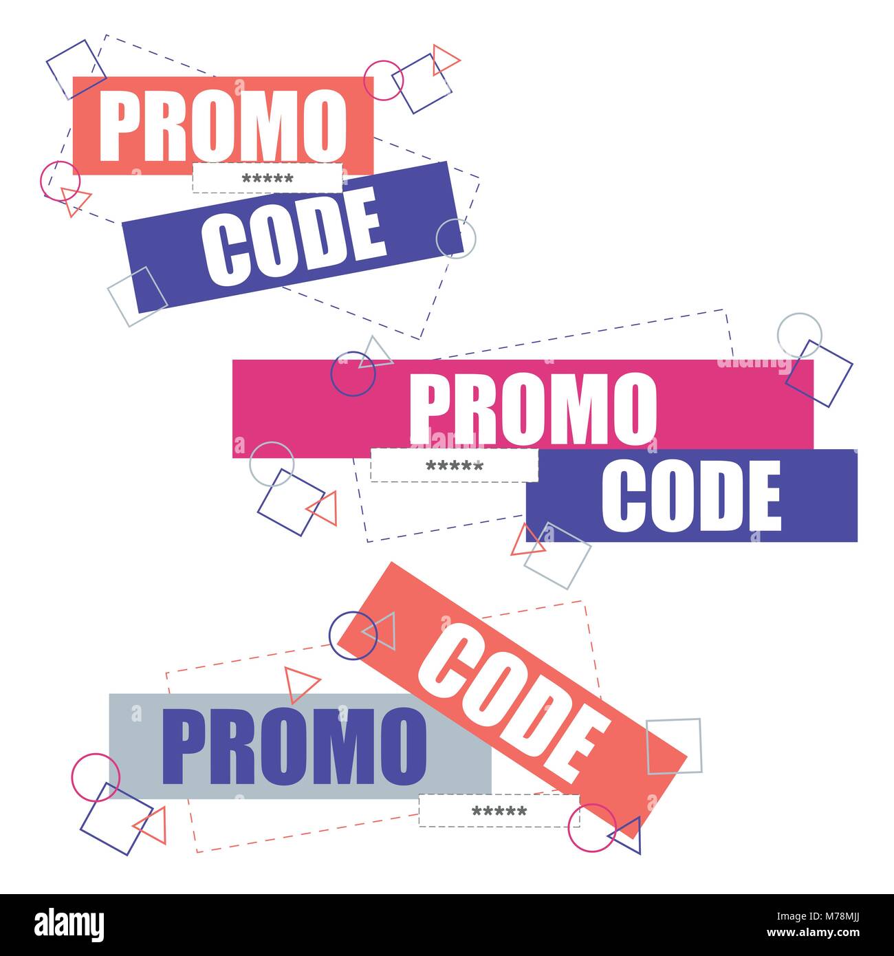 Promo code, coupon code. Flat vector set design illustration on white ...
