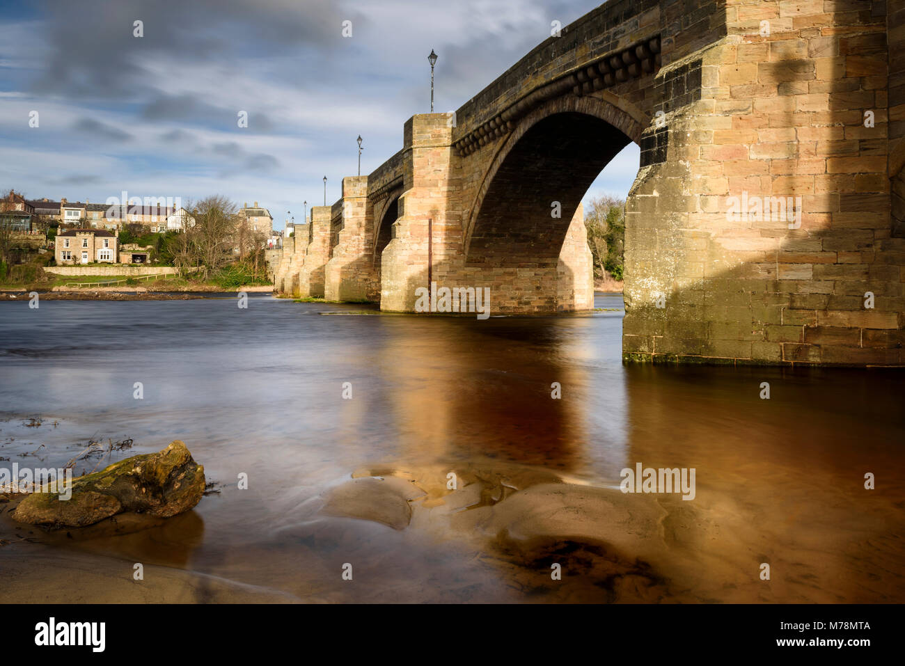 The river Tyne and the bridge at Corbridge in Northumberland Stock ...