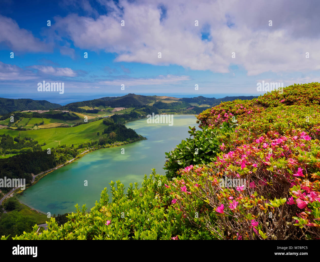 Lagoa das Furnas, elevated view, Sao Miguel Island, Azores, Portugal ...