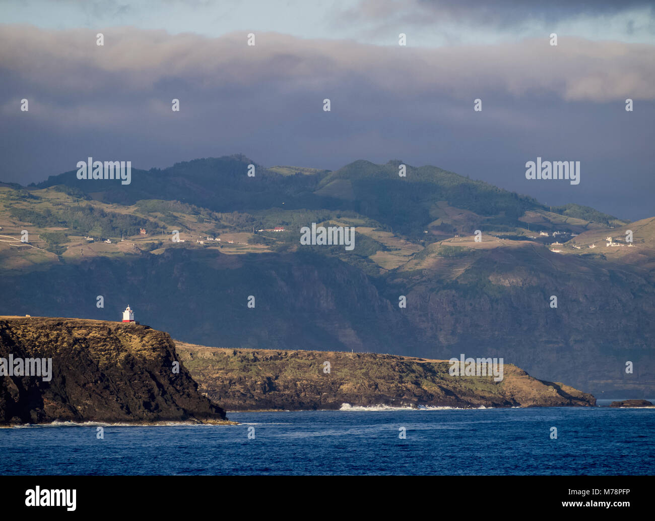 Coast of Santa Maria Island seen from the ocean, Azores, Portugal ...