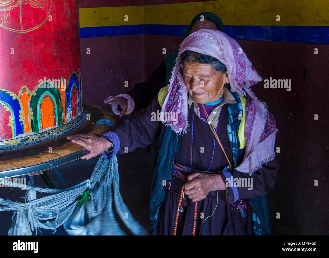 Portraite of Ladakhi woman during the Ladakh Festival in Leh India ...