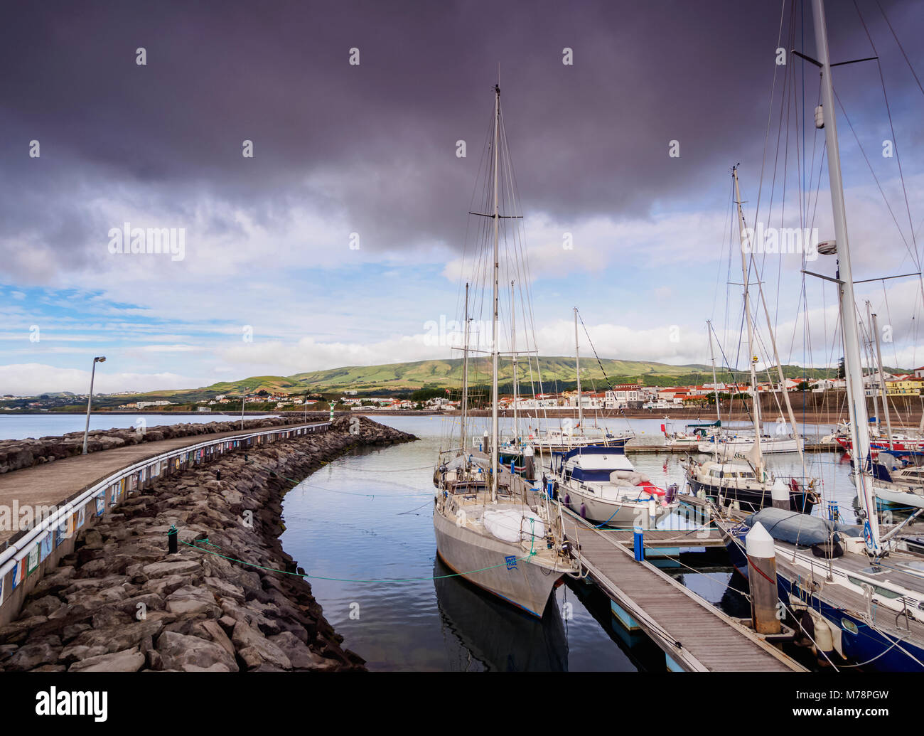 Port in Praia da Vitoria, Terceira Island, Azores, Portugal, Atlantic ...