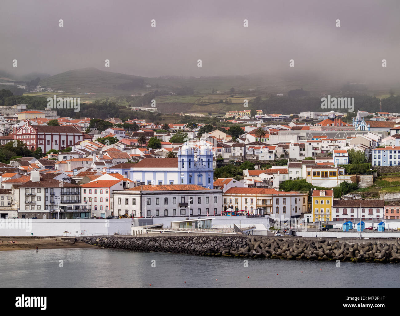 View towards the Misericordia Church, UNESCO World Heritage Site, Angra ...