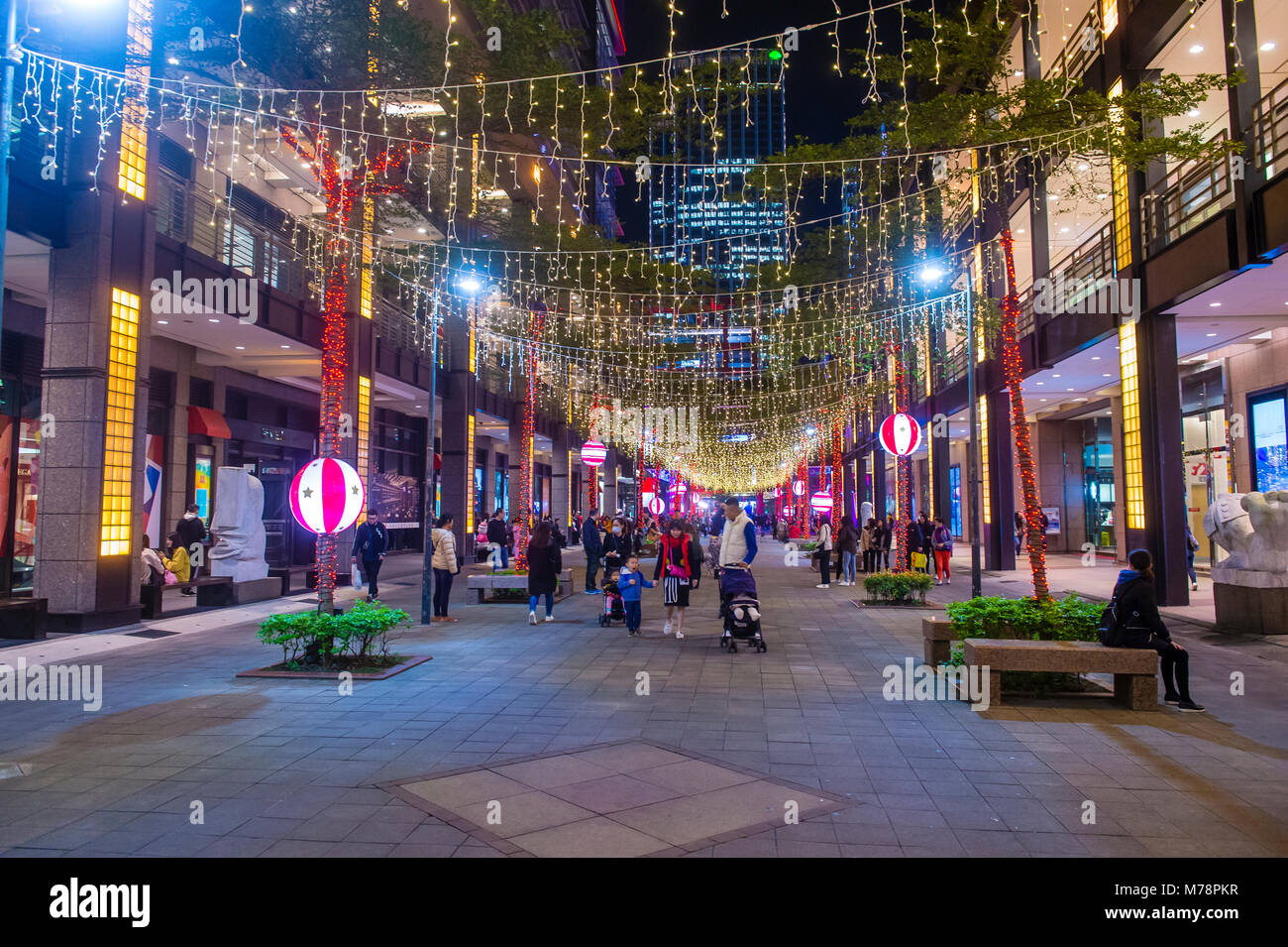 Christmas lights and decorations in downtown Taipei Taiwan Stock Photo ...