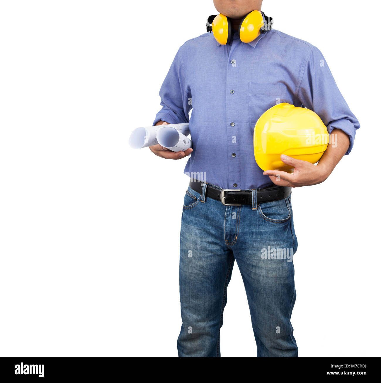 Engineer isolated on the white background Stock Photo - Alamy