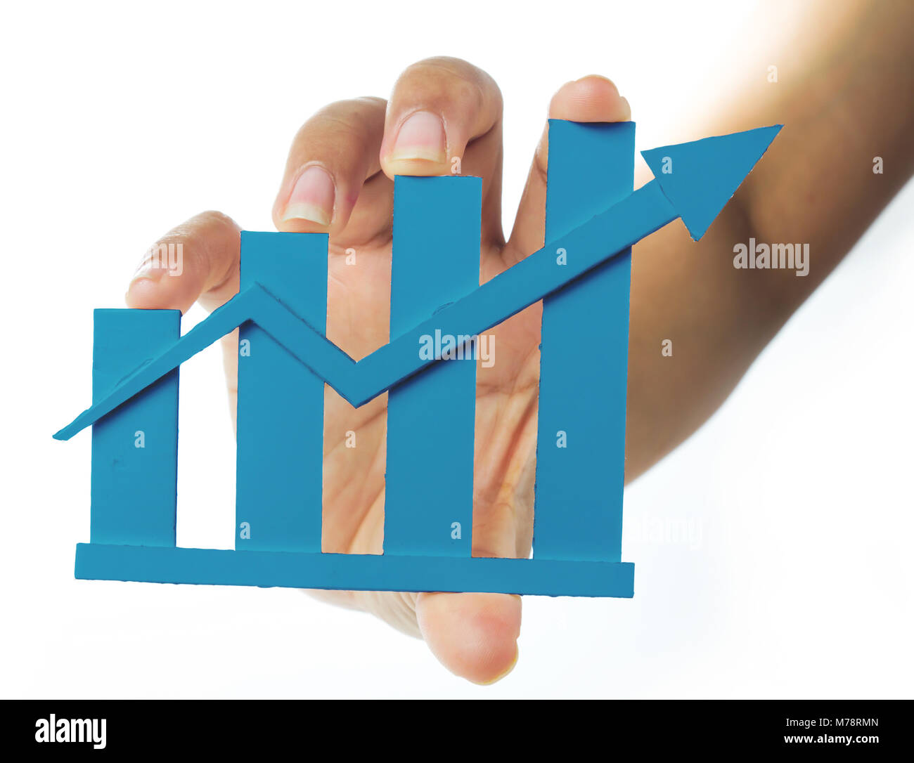 Blue graphs on the hands of businessmen Stock Photo - Alamy