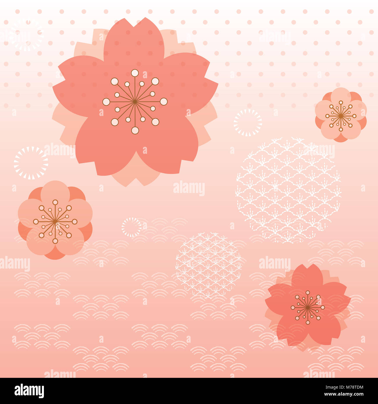 Cherry blossom background vector with Japanese pattern. Pink flower ...