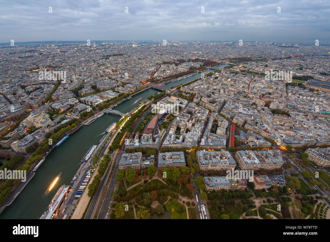 wide view of Paris city at evening Stock Photo - Alamy