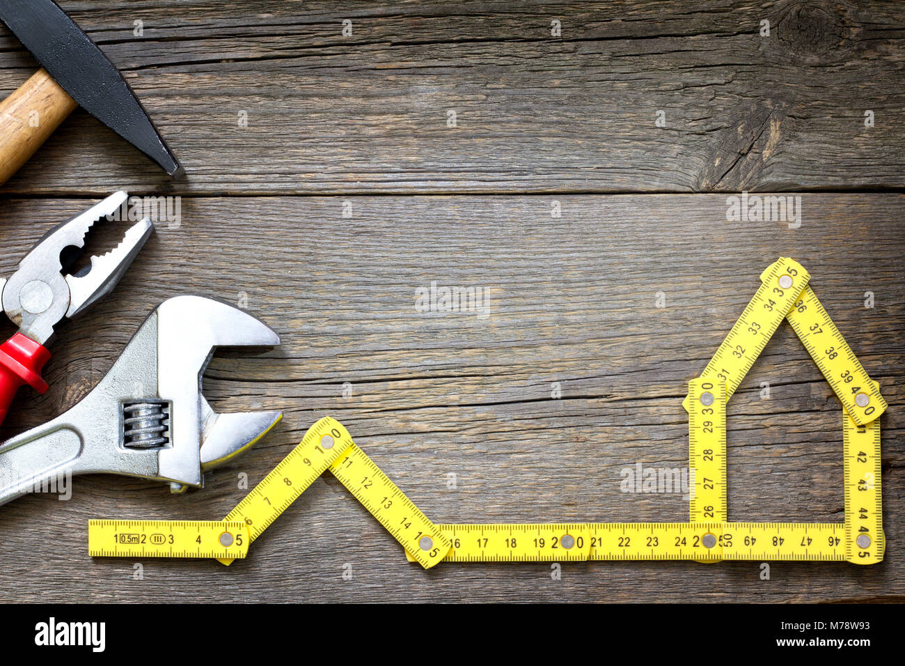 House renovation construction and improvement DIY tools background ...