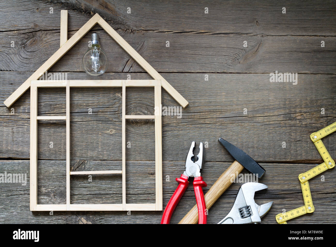 House renovation construction and improvement DIY tools background ...