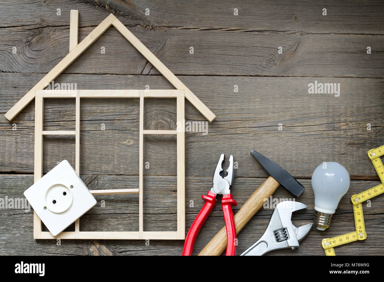 House renovation construction and improvement DIY tools background ...