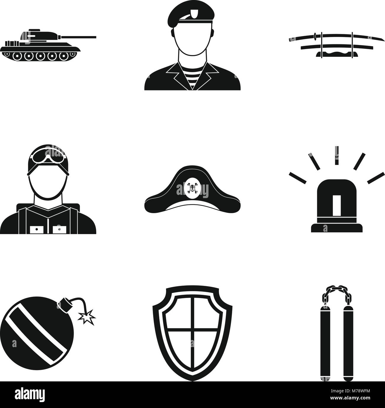 Military weapon icons set, simple style Stock Vector Image & Art - Alamy