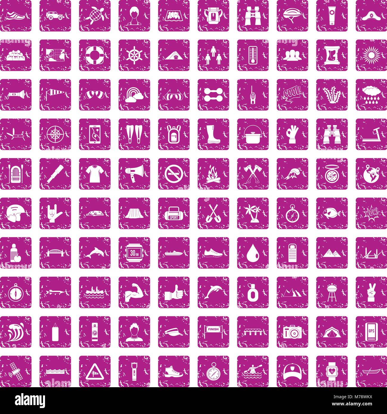 100 rafting icons set grunge pink Stock Vector Image & Art - Alamy