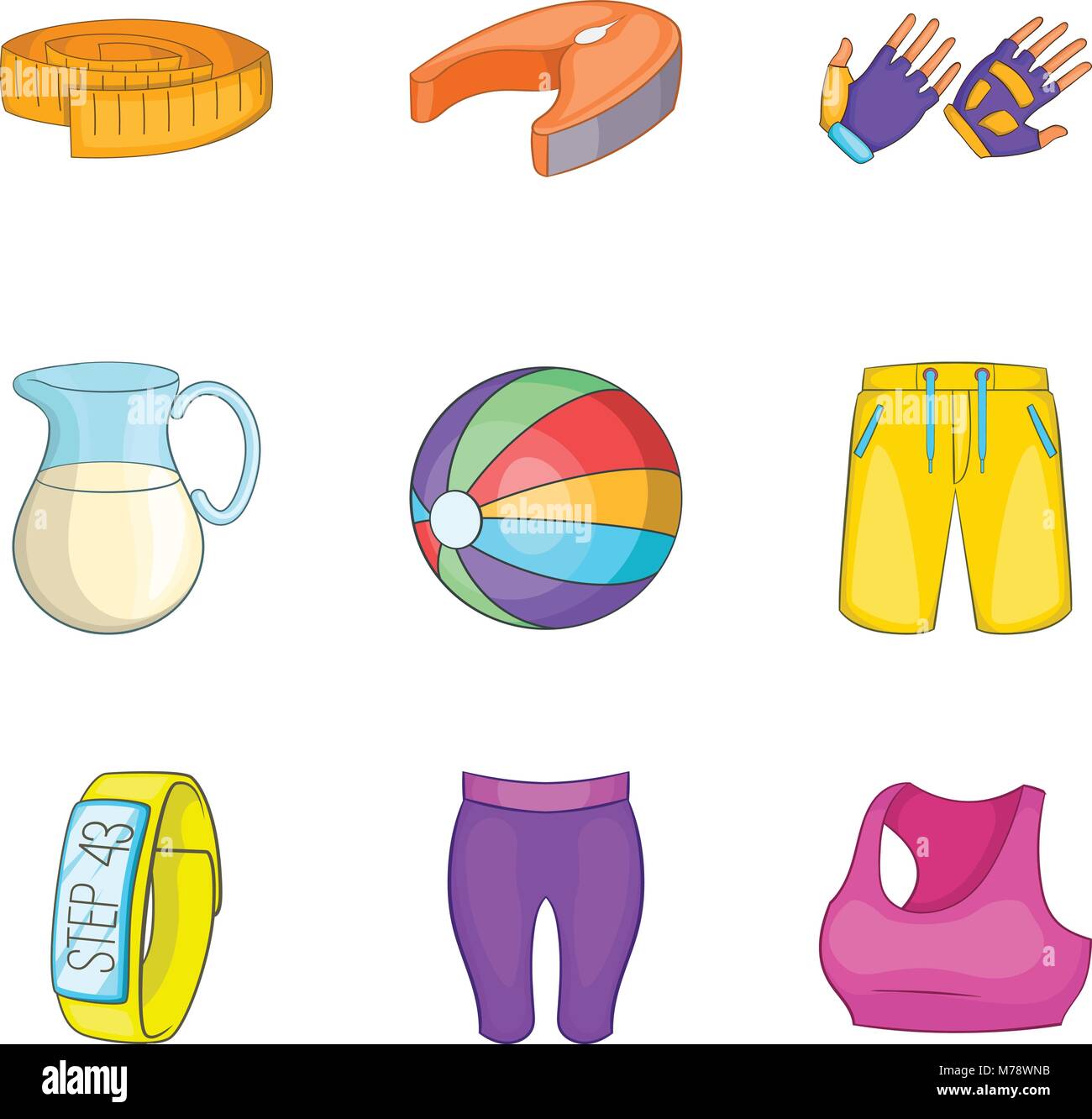 Wellness style icons set, cartoon style Stock Vector Image & Art - Alamy