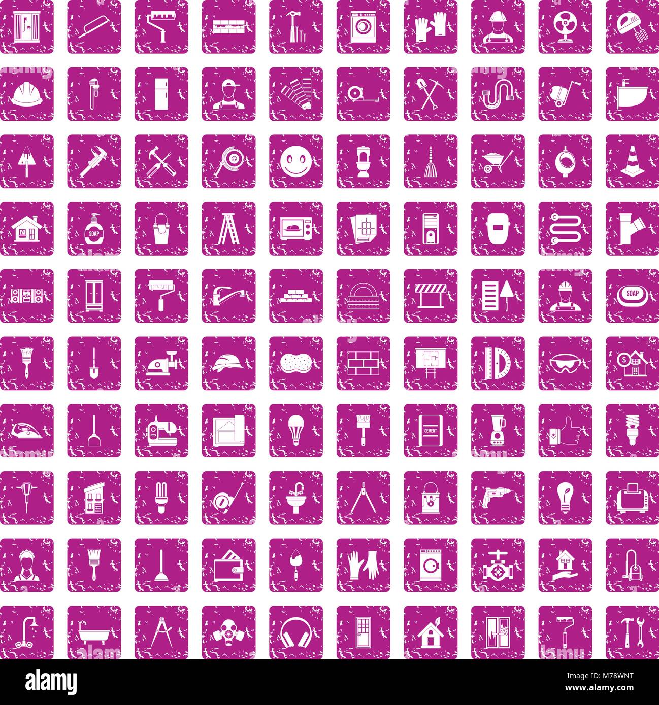 100 renovation icons set grunge pink Stock Vector Image & Art - Alamy