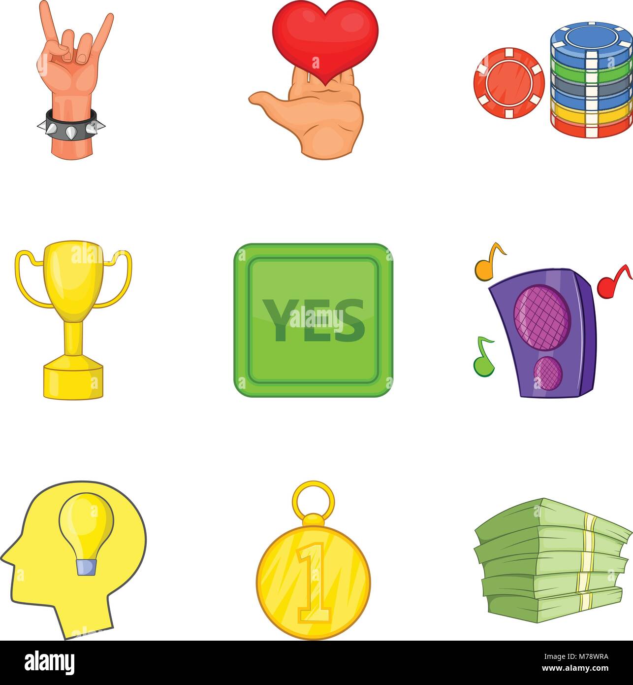 Winning party icons set, cartoon style Stock Vector Image & Art - Alamy
