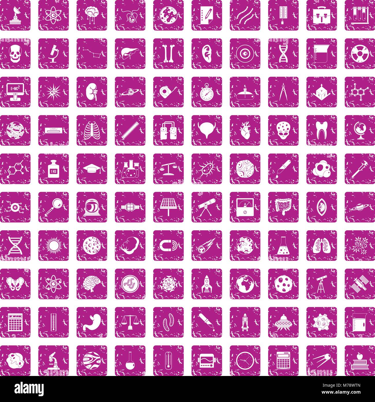 100 science icons set grunge pink Stock Vector Image & Art - Alamy