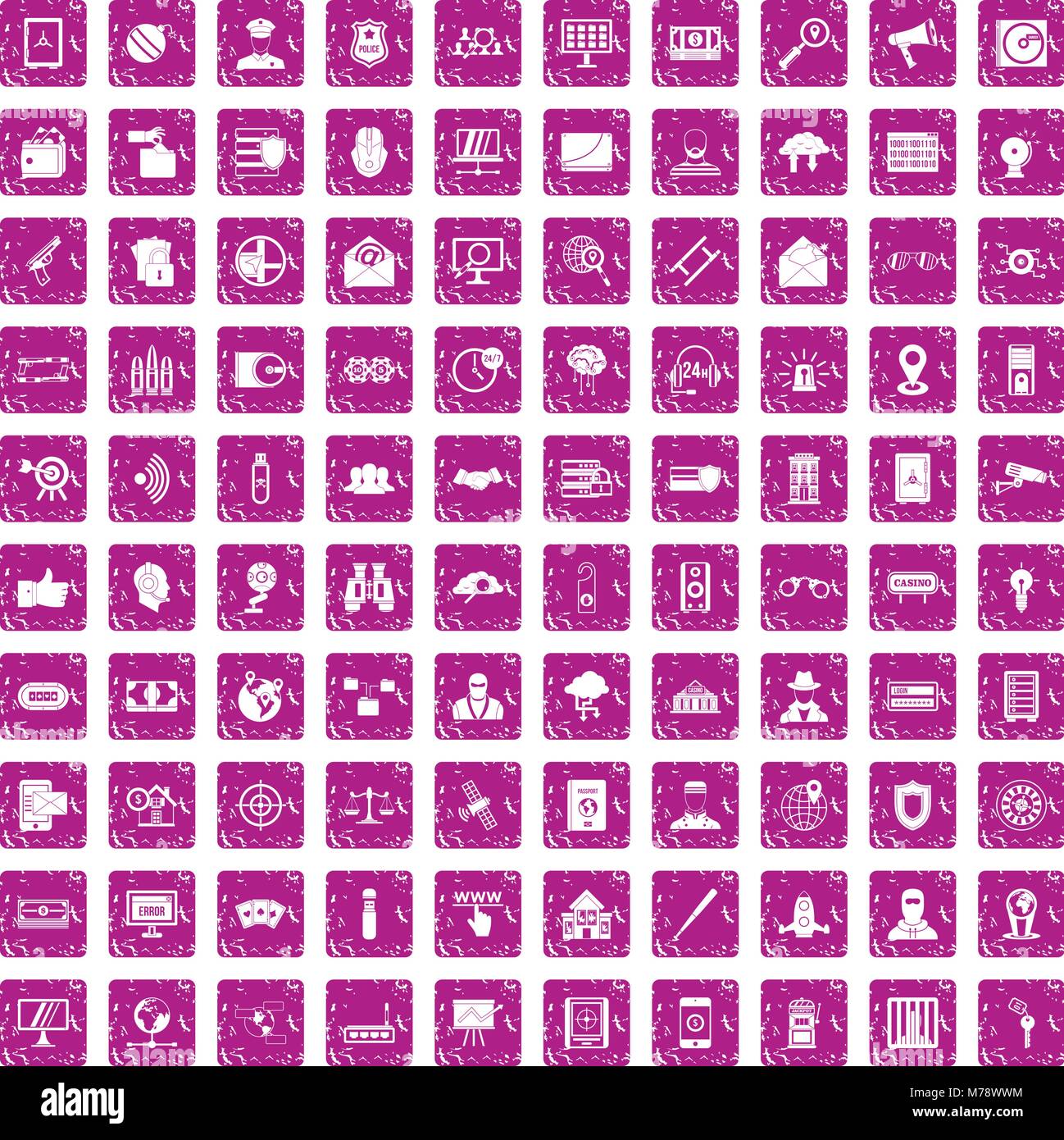 100 security icons set grunge pink Stock Vector Image & Art - Alamy