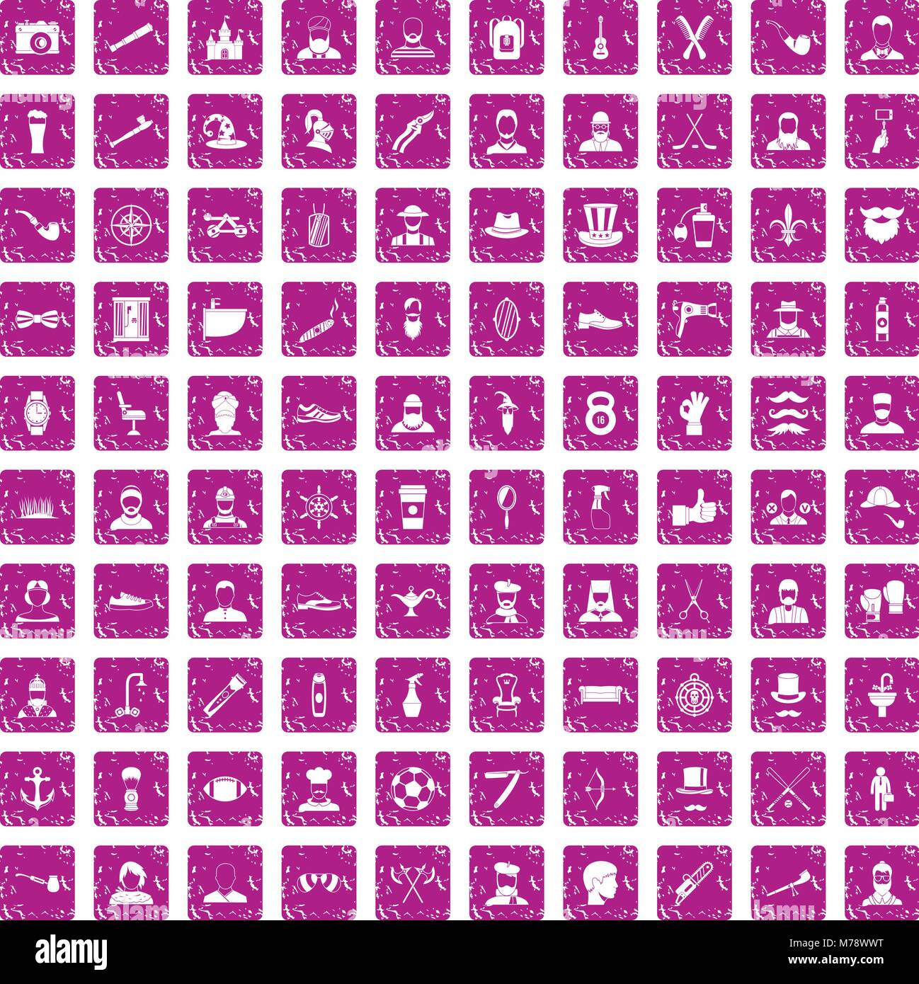 100 beard icons set grunge pink Stock Vector Image & Art - Alamy
