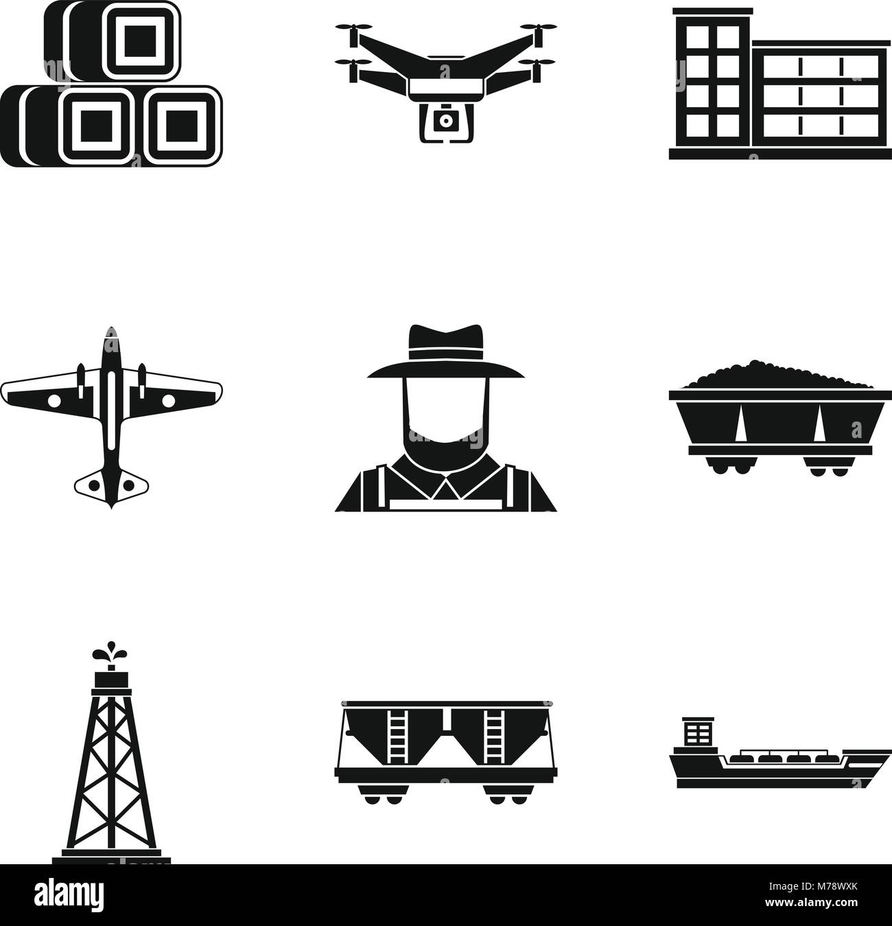 Branch of production icons set, simple style Stock Vector Image & Art ...