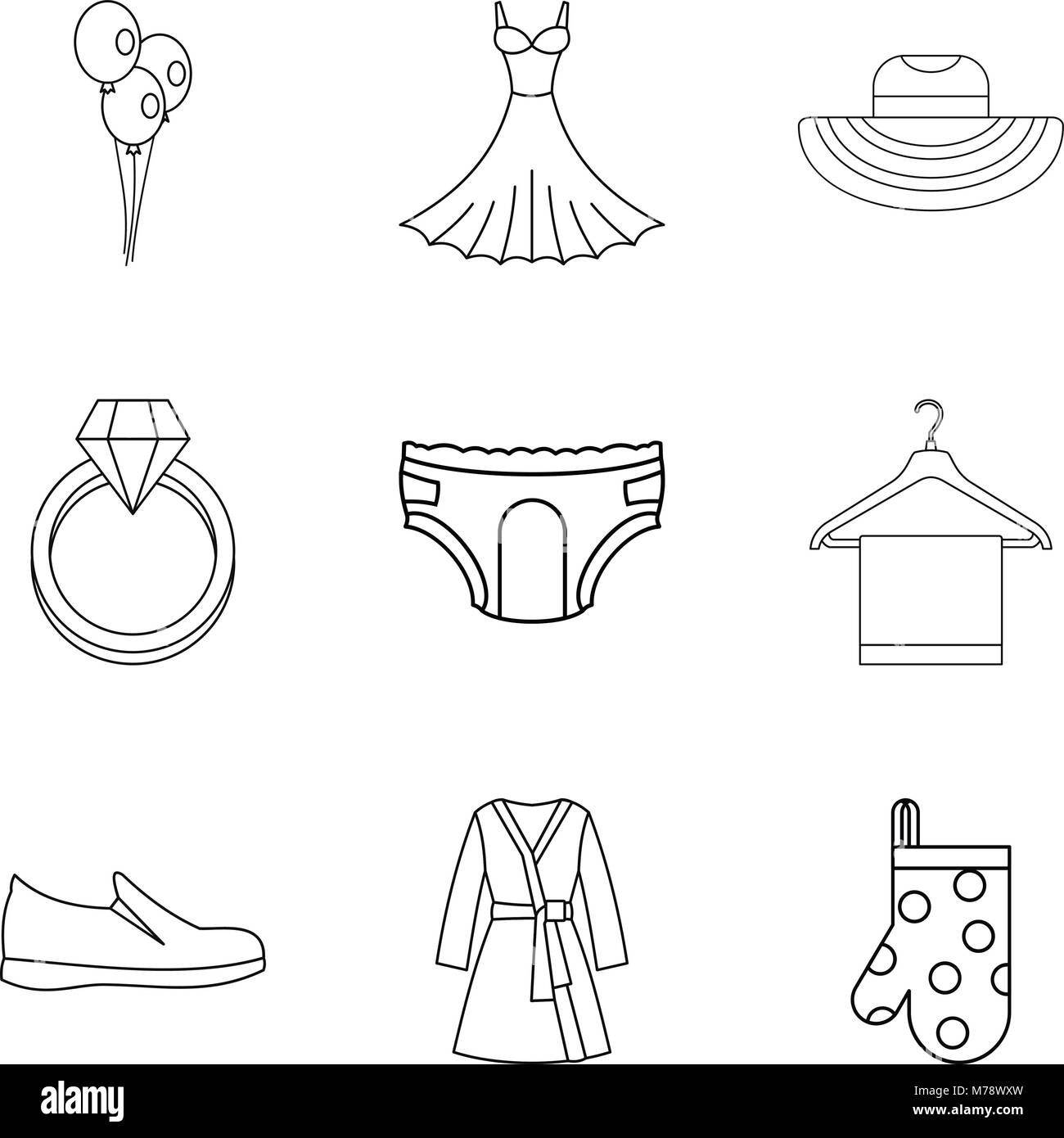 Women clothes icons set, outline style Stock Vector Image & Art - Alamy