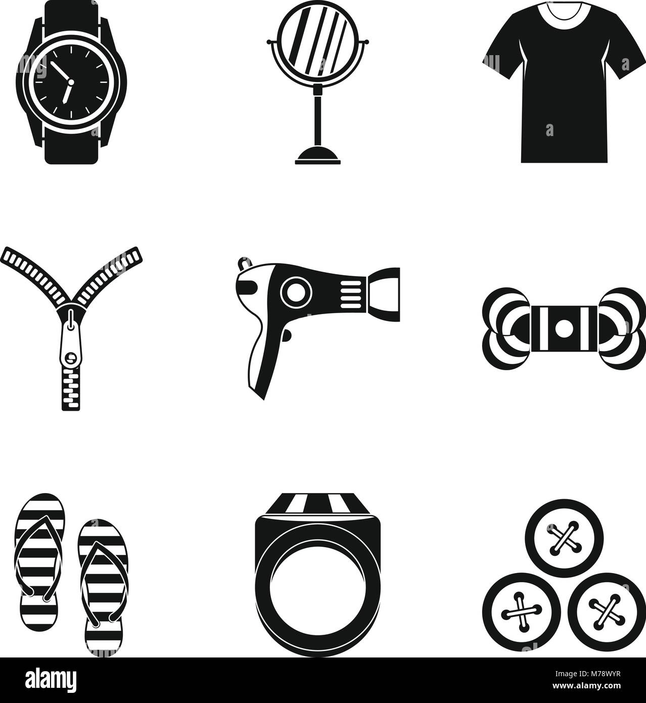 Feminine accessories icons set, simple style Stock Vector Image & Art ...