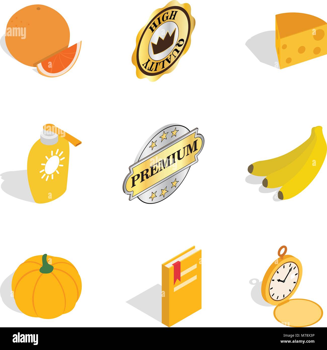 Quality food icons set, isometric style Stock Vector Image & Art - Alamy