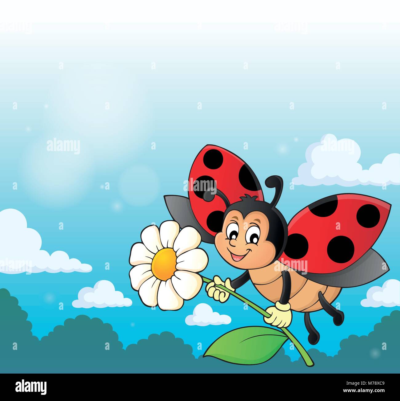 Ladybug holding flower theme image 3 - eps10 vector illustration Stock ...
