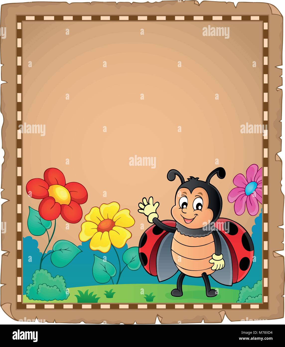 Parchment with waving ladybug - eps10 vector illustration Stock Vector ...