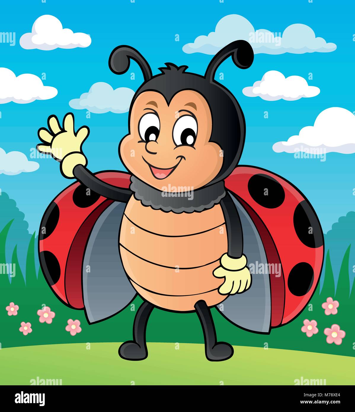 Waving ladybug theme image 2 - eps10 vector illustration Stock Vector ...