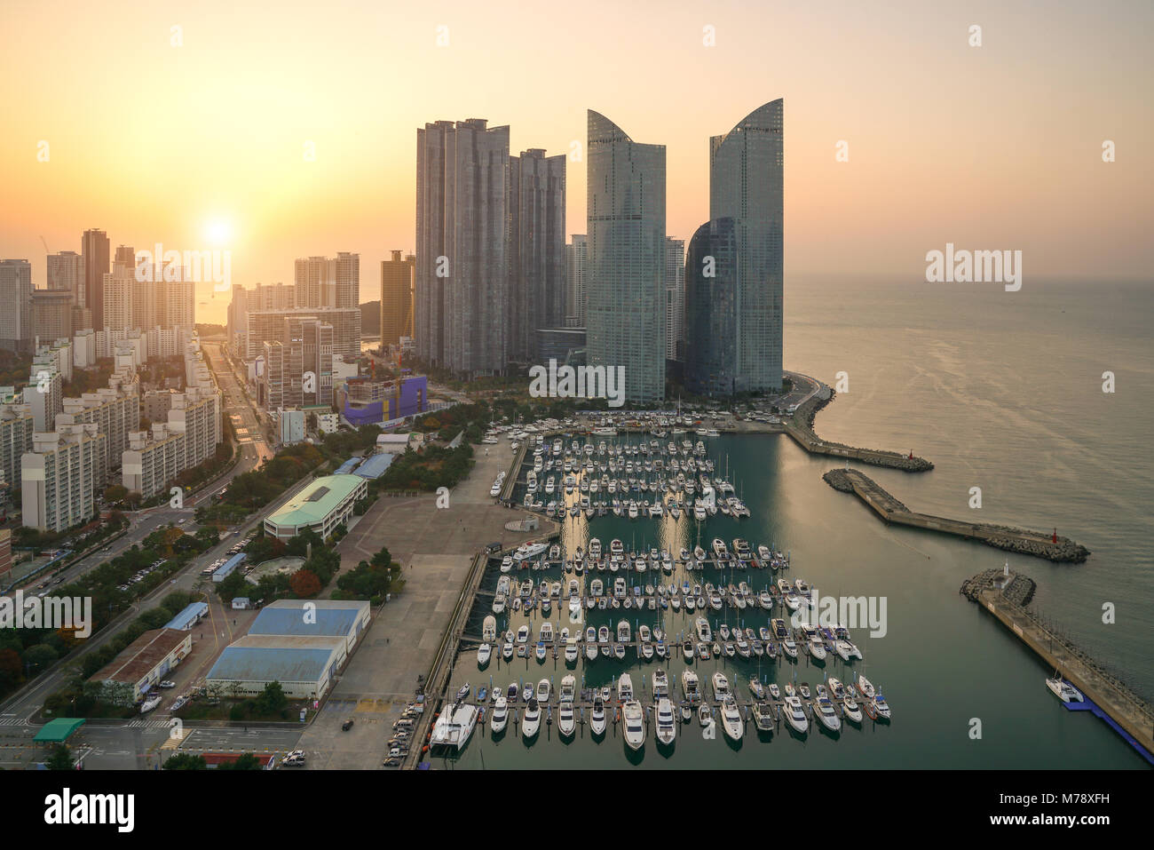 Busan city skyline view at Haeundae district, Gwangalli Beach with ...