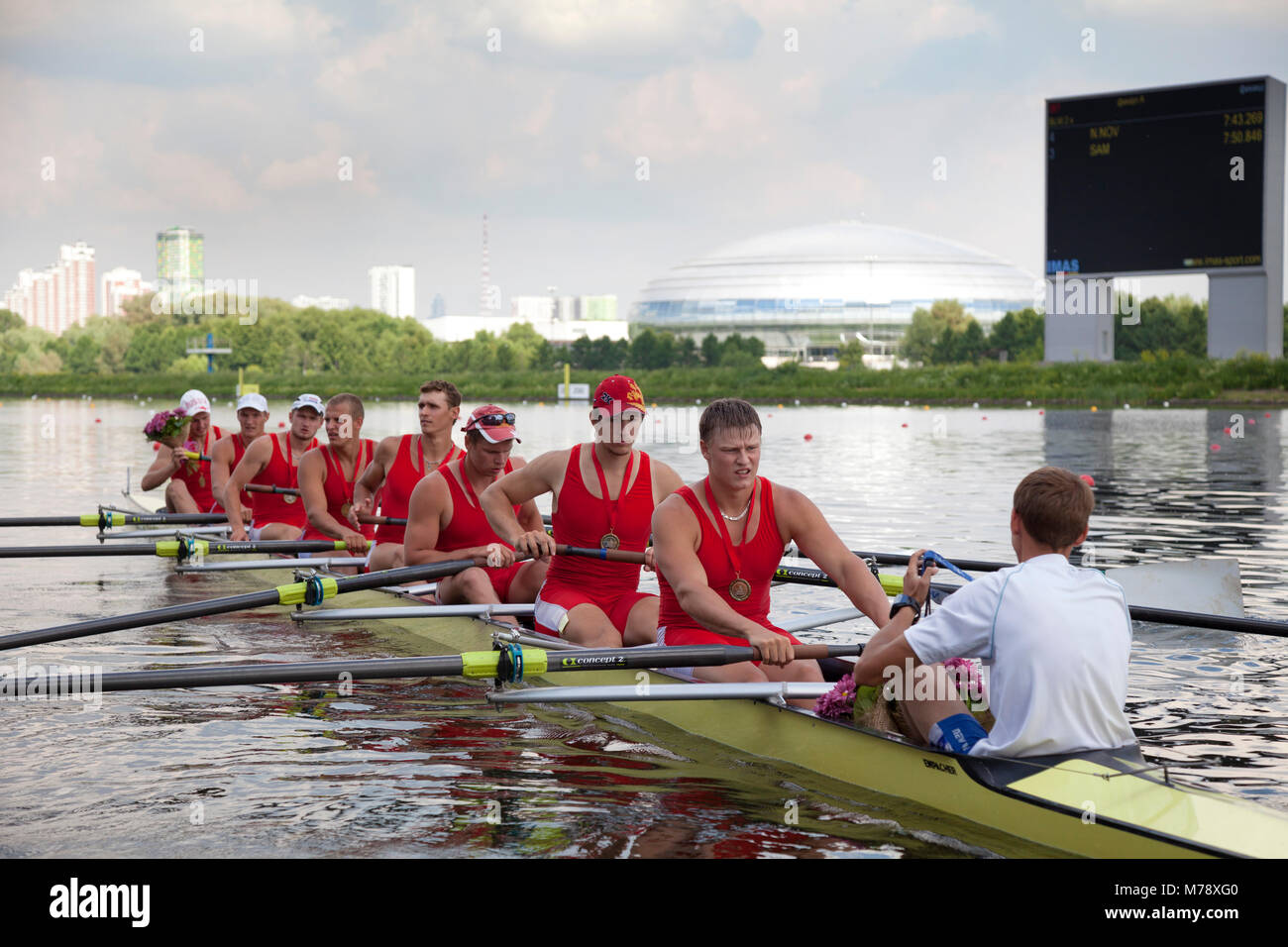 A competition "The Great Moscow Regatta" on the Krylatskoe Rowing Canal ...