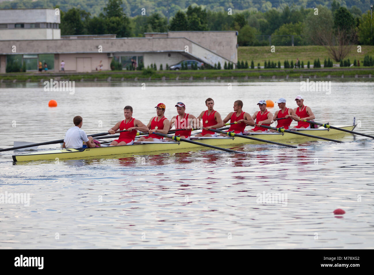 A competition "The Great Moscow Regatta" on the Krylatskoe Rowing Canal ...