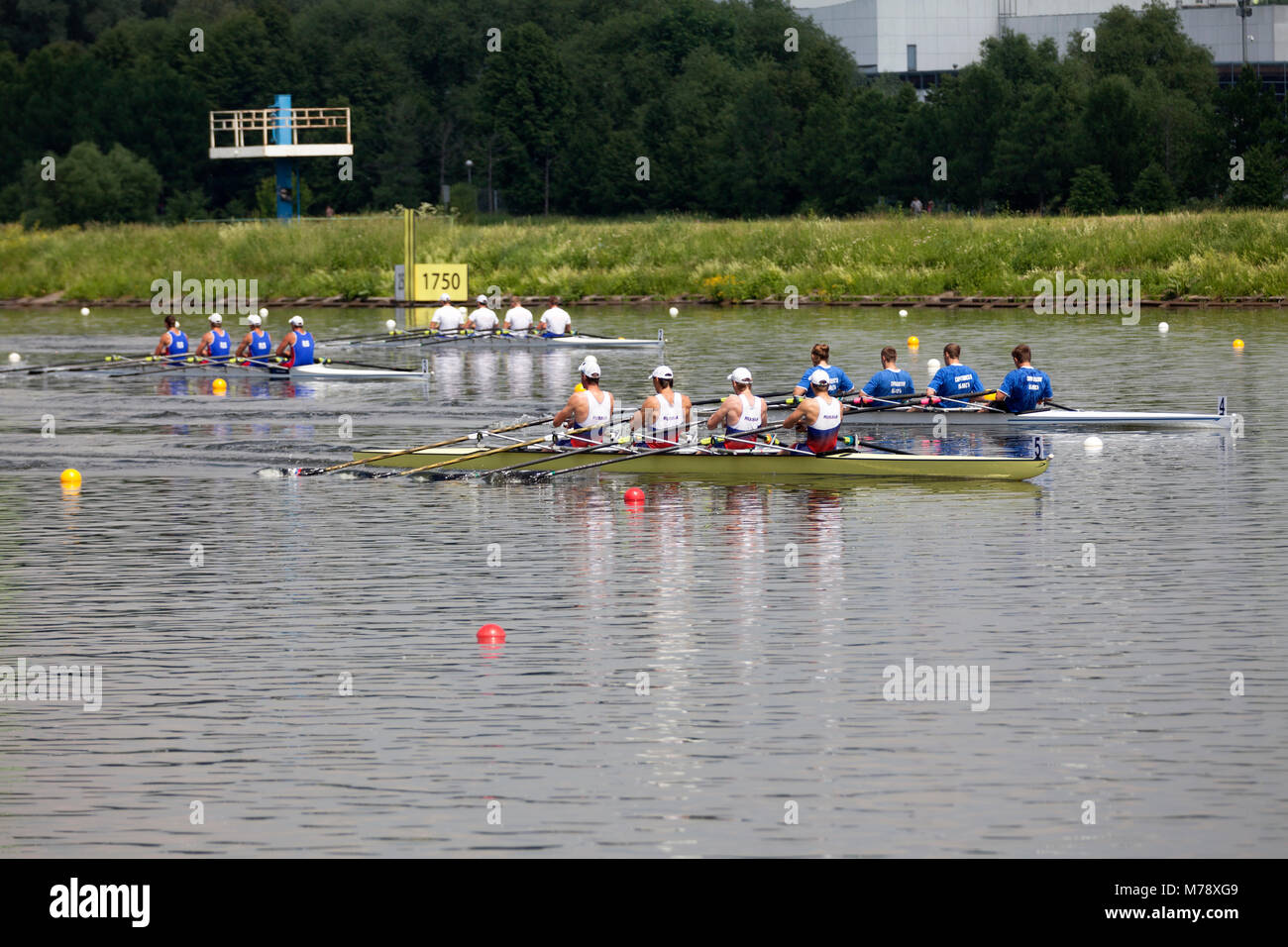 A competition "The Great Moscow Regatta" on the Krylatskoe Rowing Canal ...