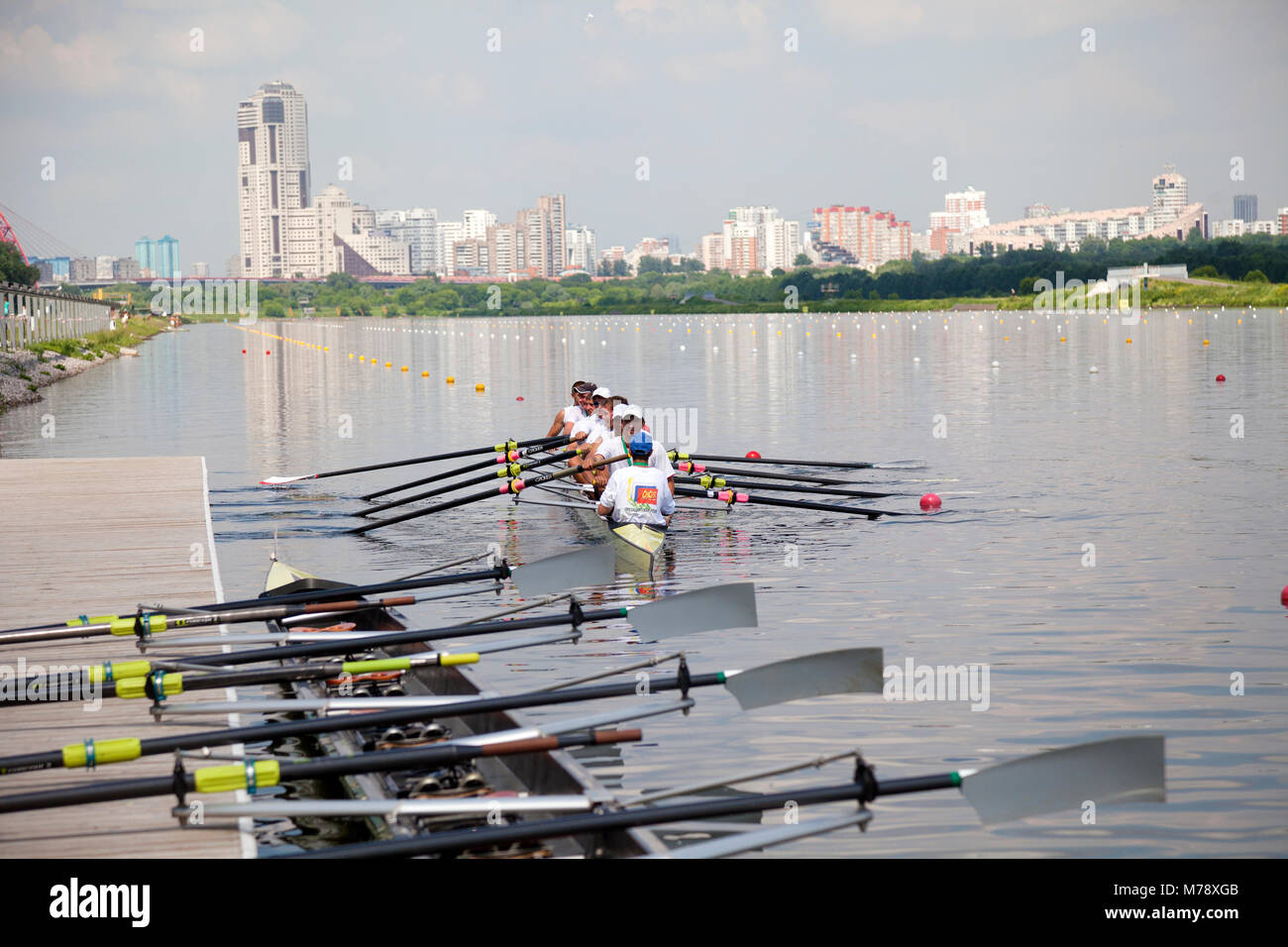 A competition "The Great Moscow Regatta" on the Krylatskoe Rowing Canal ...