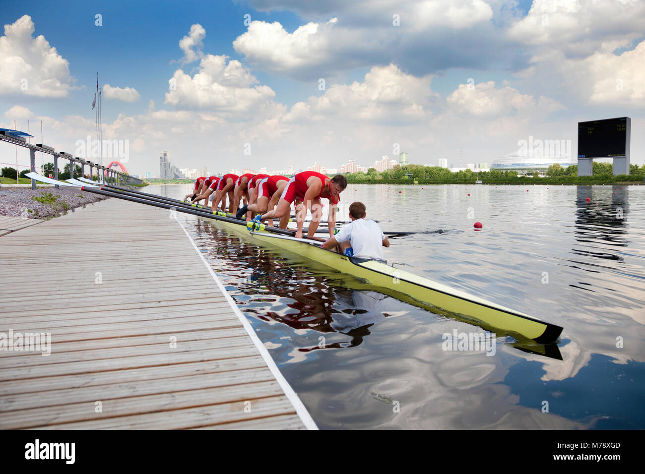 A competition "The Great Moscow Regatta" on the Krylatskoe Rowing Canal ...