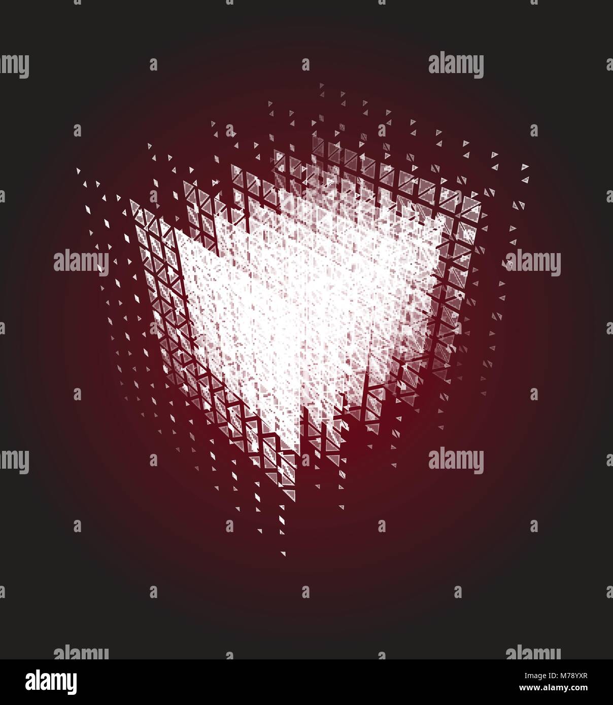 Abstract Cube Of Particles Computer Computation Power Vector Illustration Data Center Bigdata 
