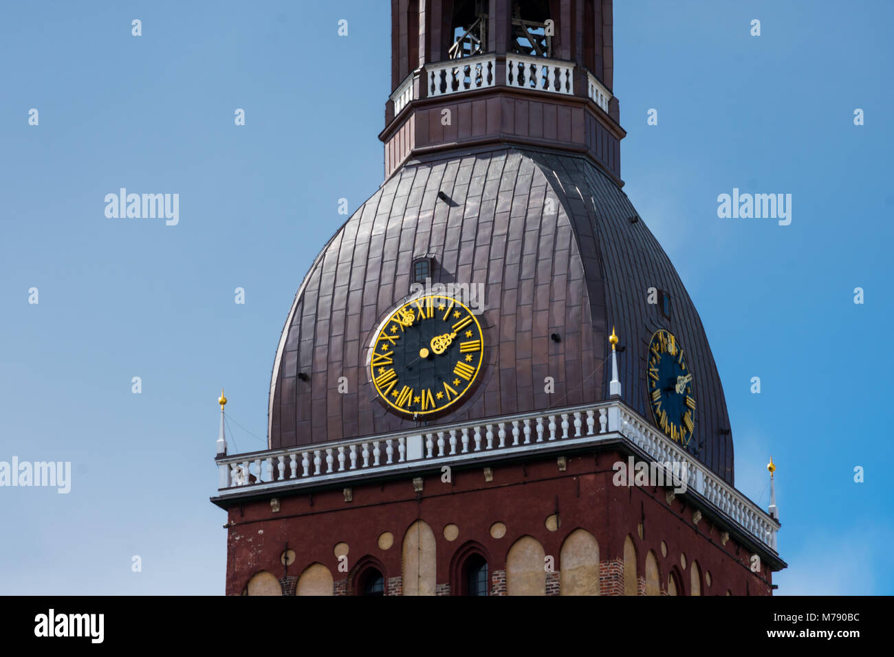 Riga Dome Cathedral Clock Tower (Rigas Doms). Riga, Latvia Stock Photo ...