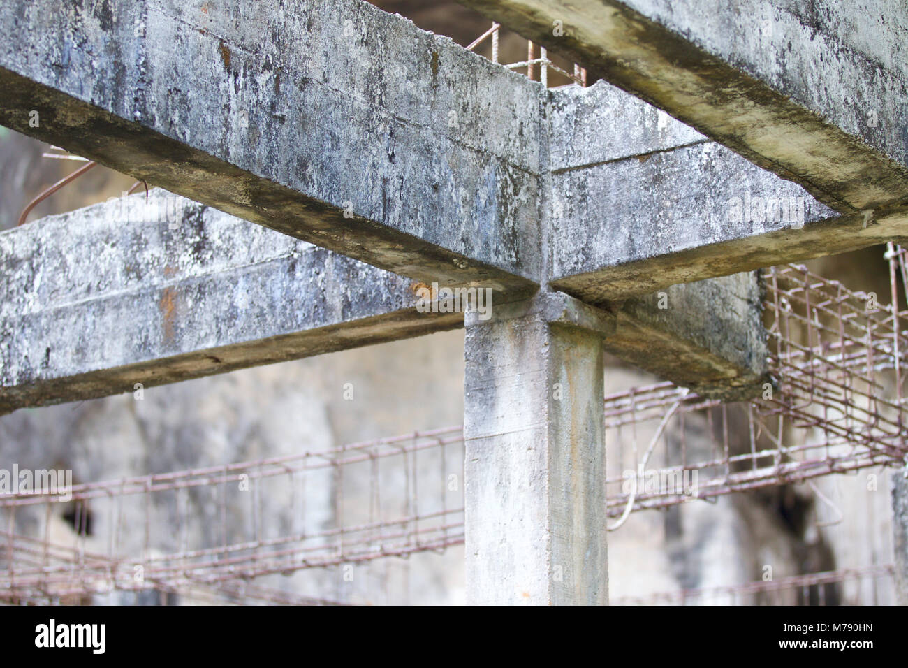 Old abandoned building reinforced concrete structures in the jungle ...