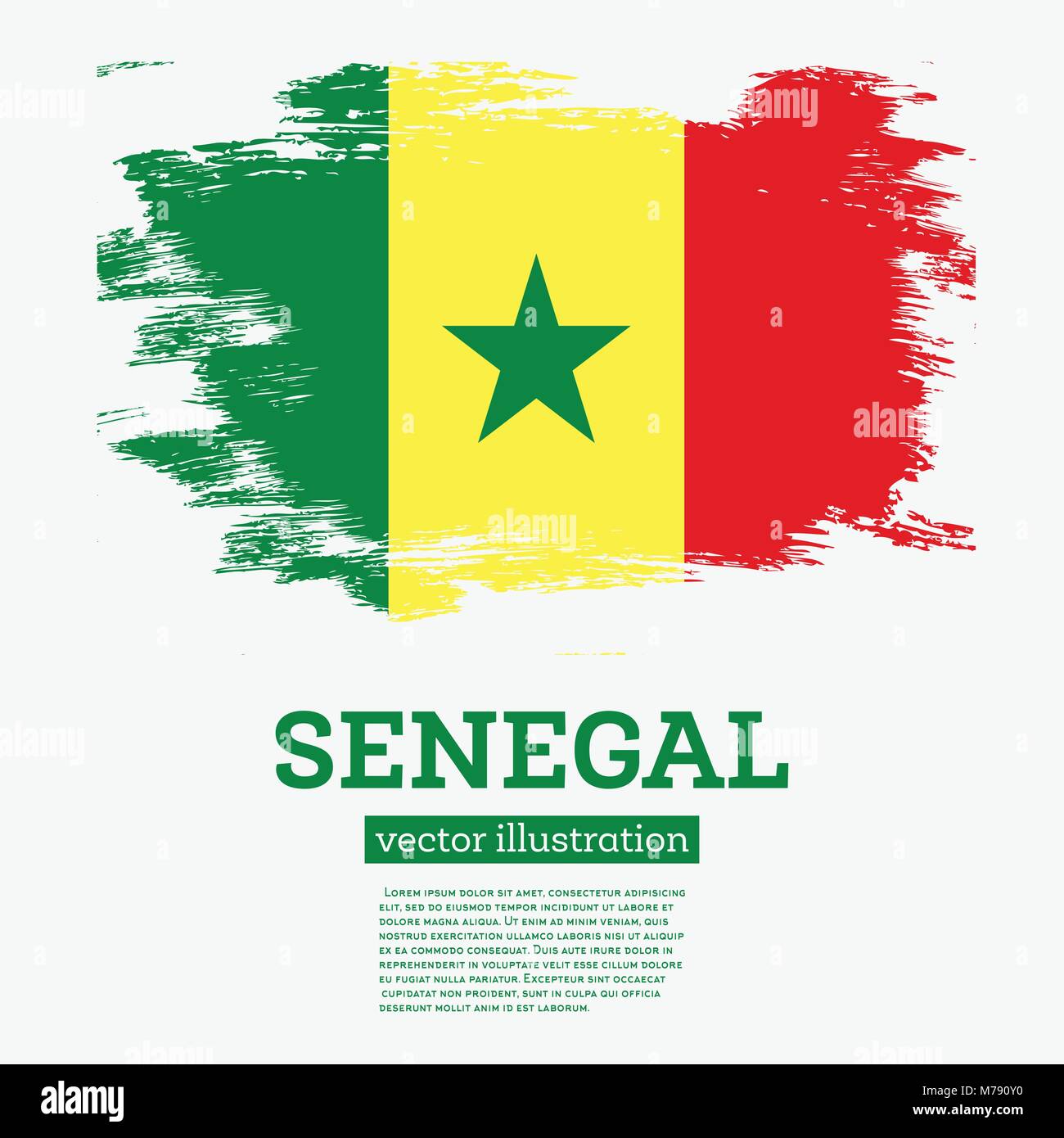 Senegal Flag with Brush Strokes. Vector Illustration Stock Vector Image & Art - Alamy