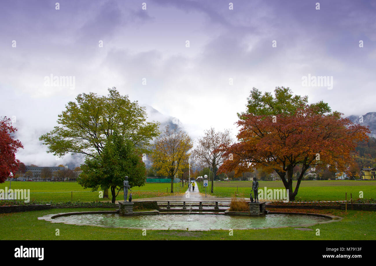 Interlaken, Switzerland - Oct 26, 2016: Park and garden in Interlaken ...