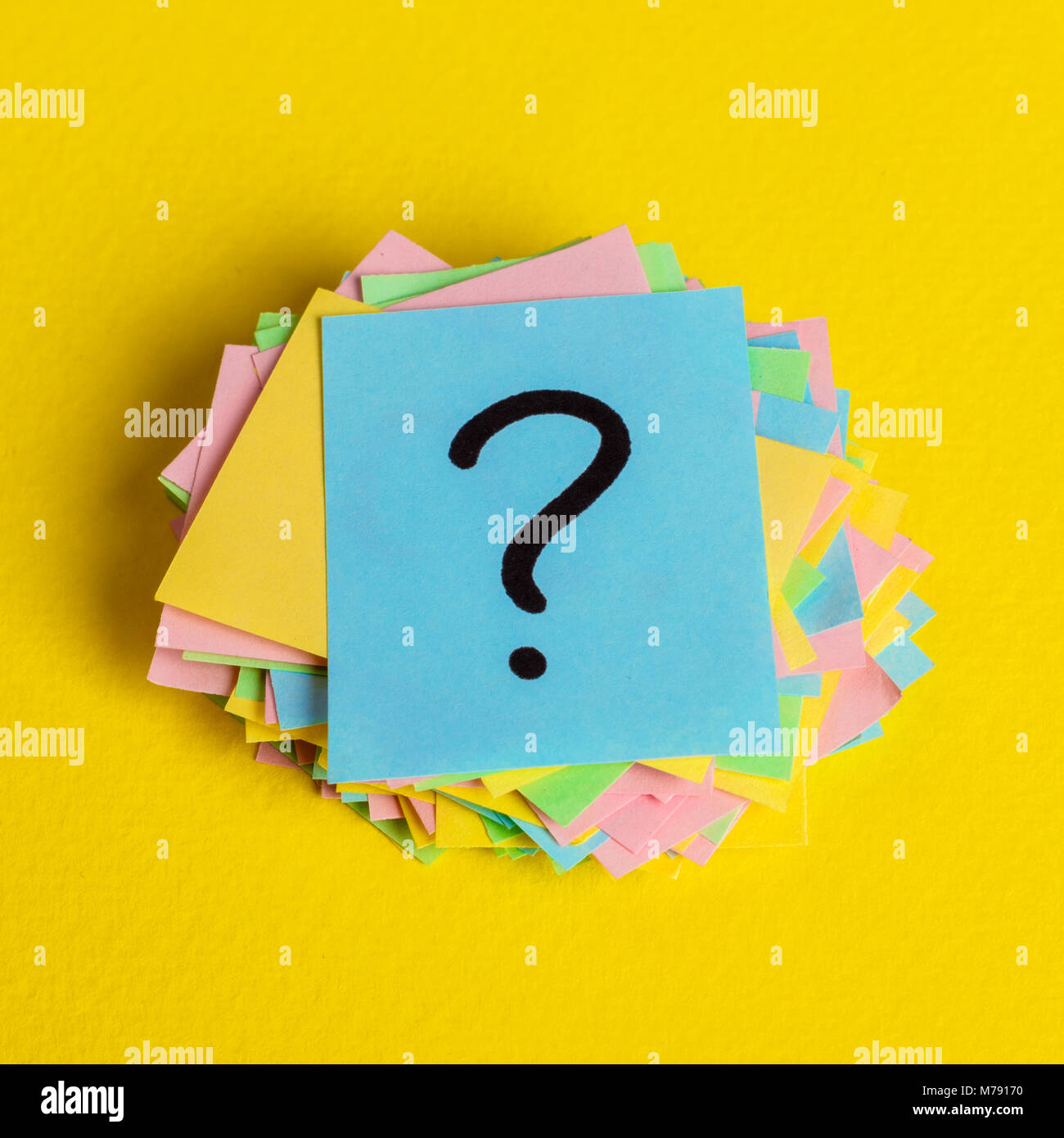 Just a lot of question marks on colored papers Stock Photo - Alamy