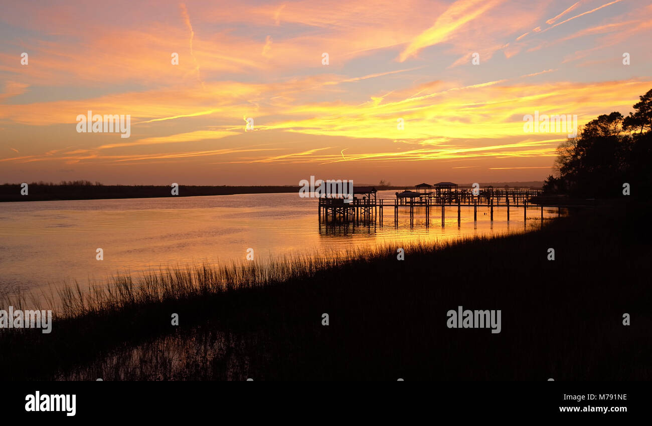 Sunset on the North Carolina Intracoastal Waterway Stock Photo - Alamy