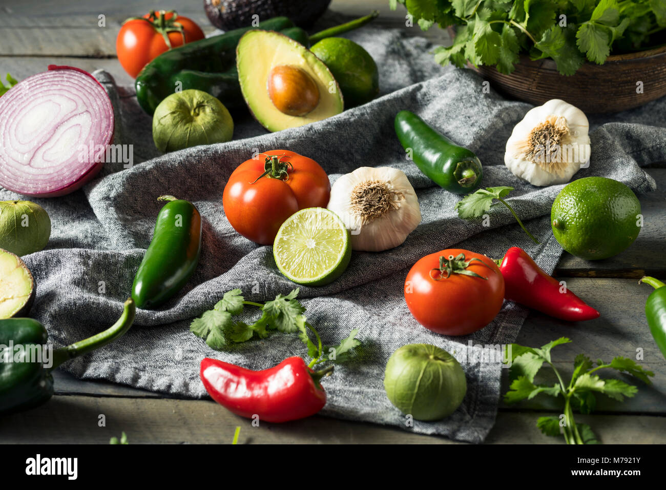 Raw Organic Healthy Mexican Vegetables and Herb Ingredients Stock Photo ...