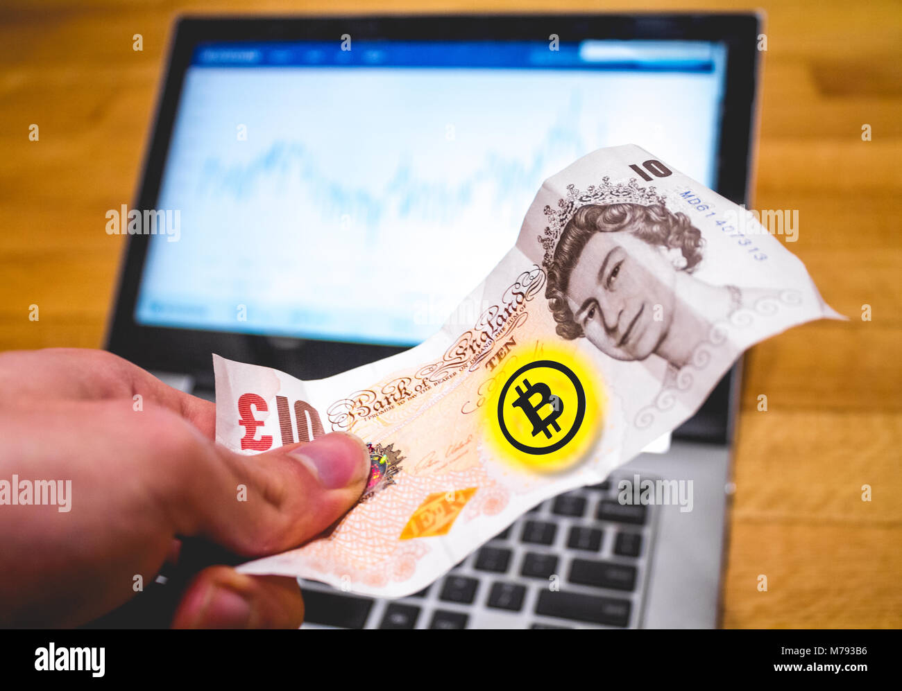 Bitcoin Note Payment Conversion Stock Photo - Alamy