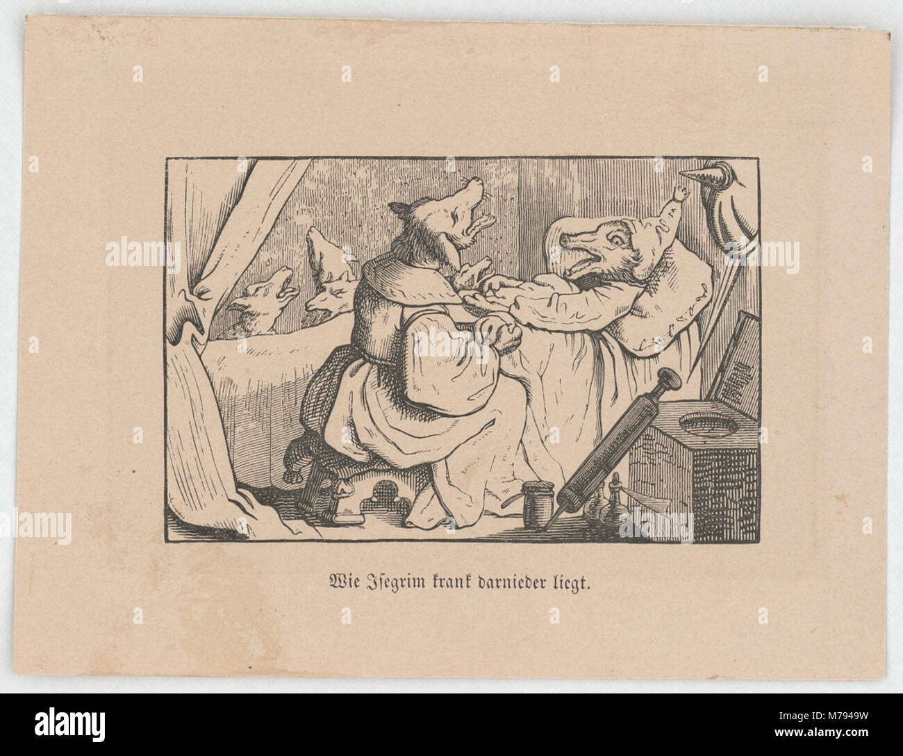 A German-language illustration titled 'Wie Isegrim krank darnieder ...
