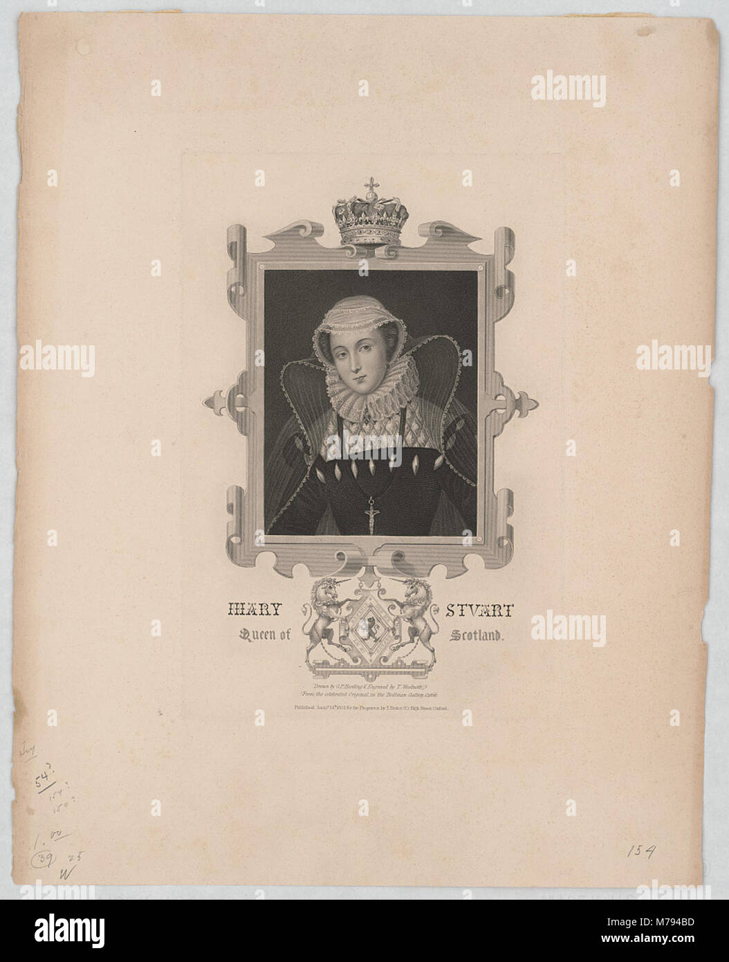 A historical portrait of Mary Stuart, Queen of Scotland, drawn by G.P ...