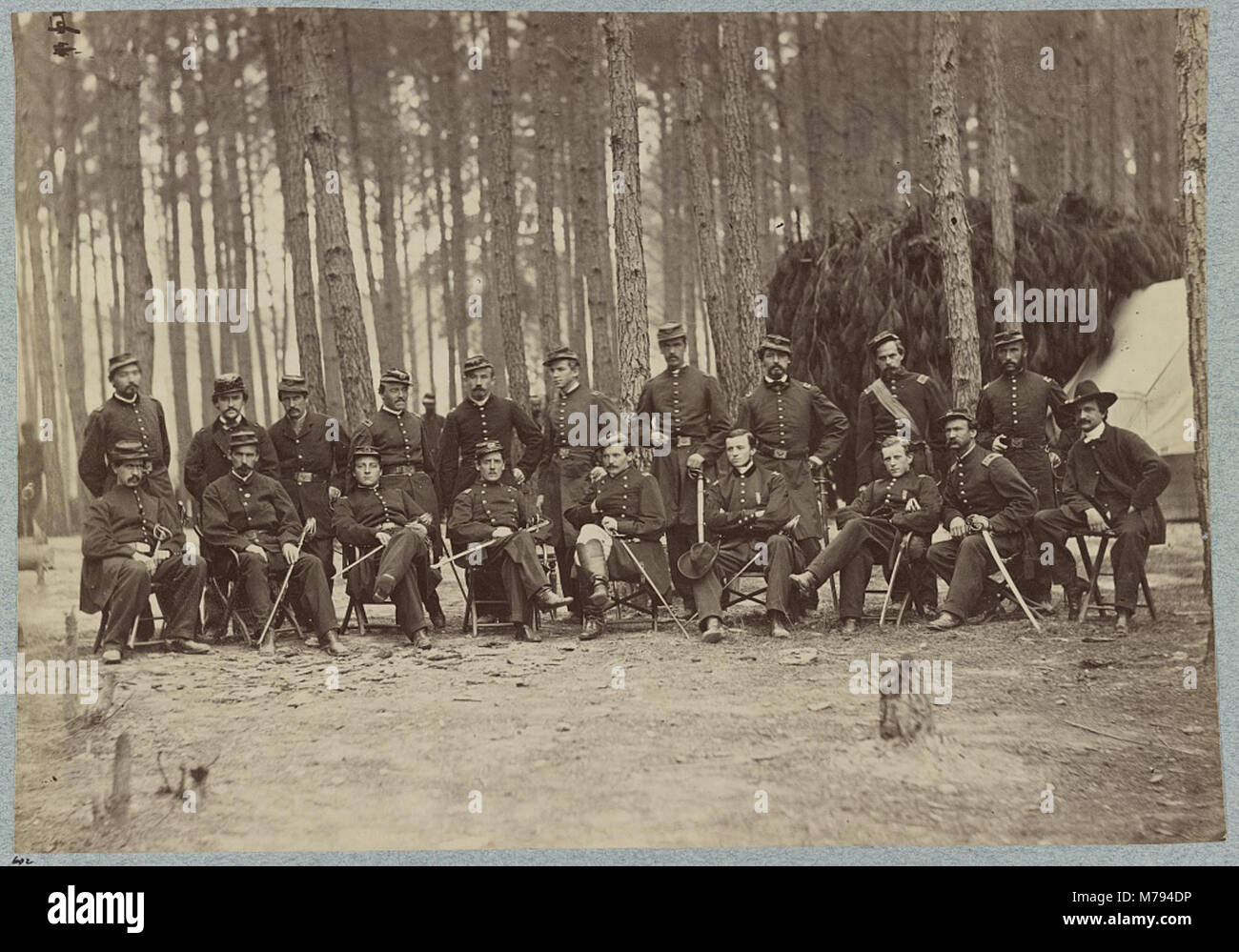 Officers of the 114th Pennsylvania Infantry stand in front of ...